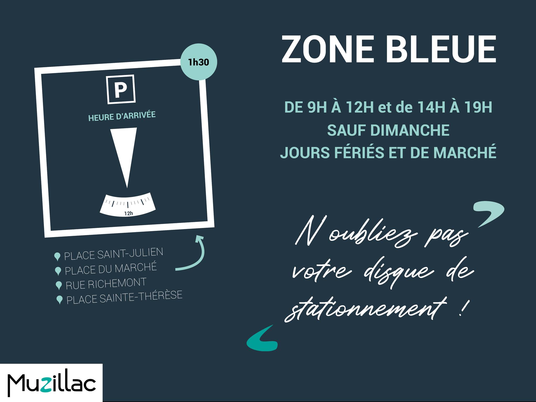 Stationnement en zone bleue - Ville de Muzillac
